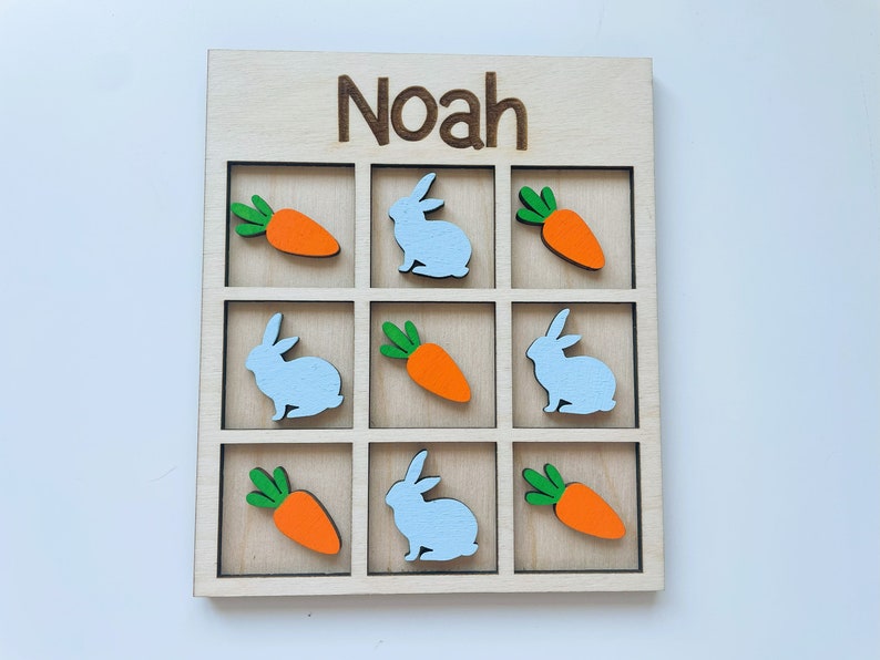 Personalized Wooden Tic Tac Toe Game, Custom Tic Tac Toe Board, Easter ...