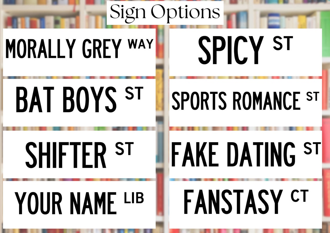 Library Sign, Bookshelf Sign, Book Sign, Street Sign, Gift for Book ...