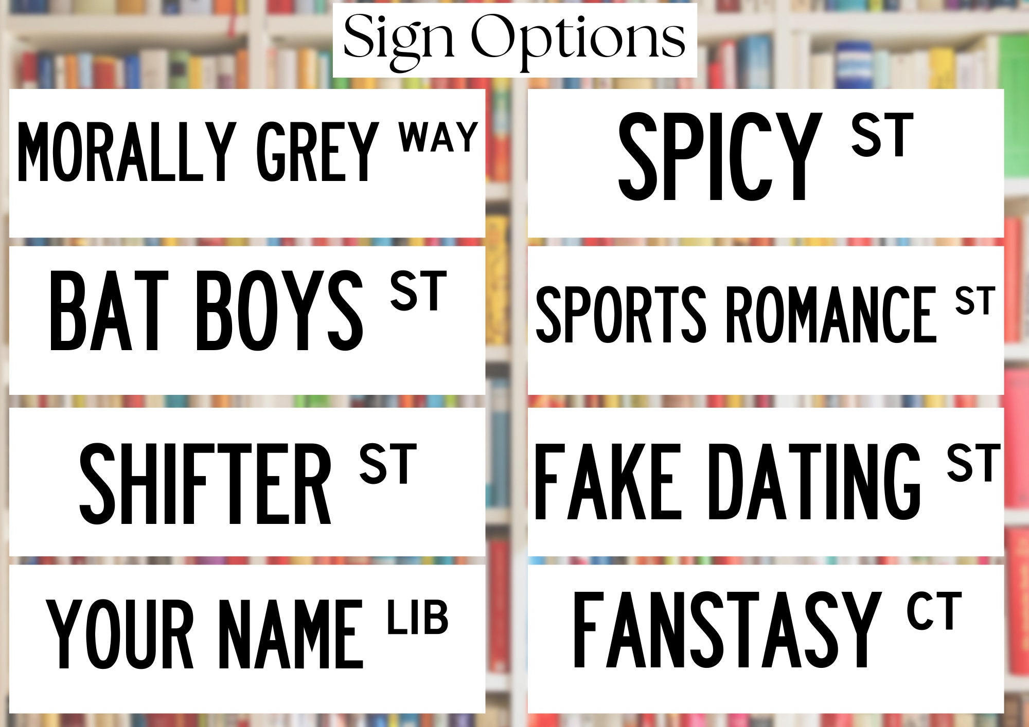 Library Sign, Bookshelf Sign, Book Sign, Street Sign, Gift for Book ...