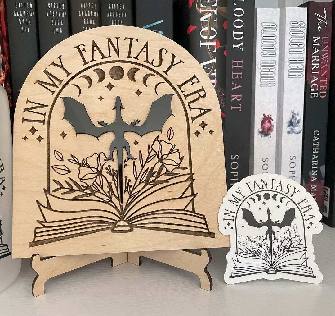 In My Fantasy Era Dragon Bookshelf Sign, Library Bookshelf Sign, Dragon ...