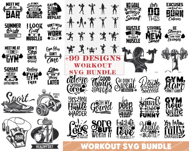Workout SVG Bundle, Gym SVG Bundle, Workout Shirt Svg, Fitness Svg ...