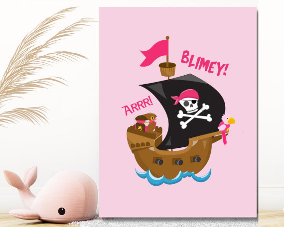 Pink Pirate Ship Wall Art / Pirate Girl Bedroom / Pink Pirate Nursery ...