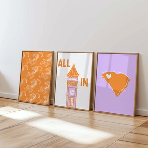 Clemson University Orange Wall Art Set | 6 Digital South Carolina ...