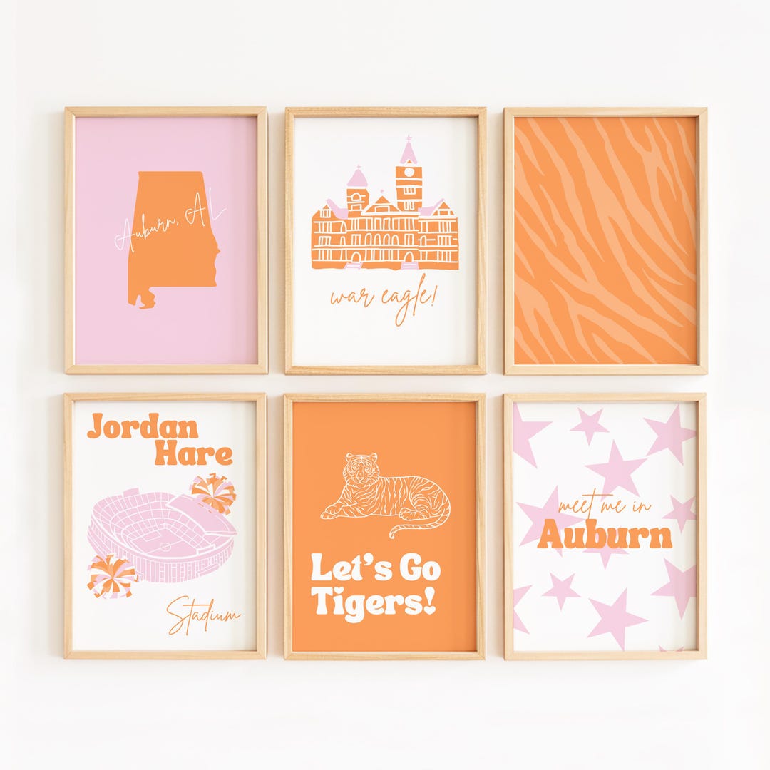 Auburn University Orange Trendy Dorm Decor Posters for Digital Download ...