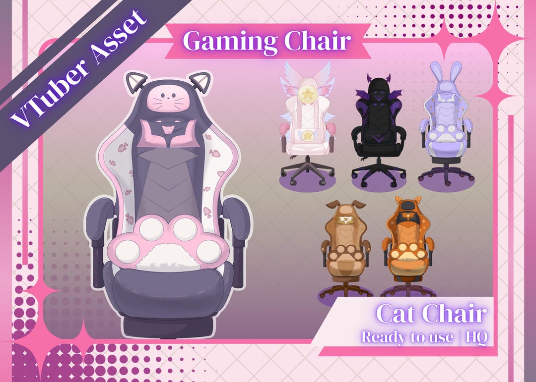 PNG of Vtuber Pngtuber Gaming Chair - Colorful - Animal Ears - PNG ...
