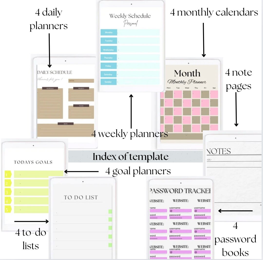 2024-undated Digital Planner, Good Notes Planner, Online Editable ...