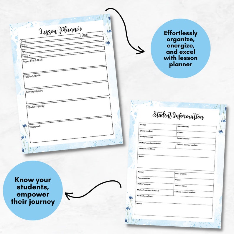 Teacher's Blue Printable School Year Planner - Etsy