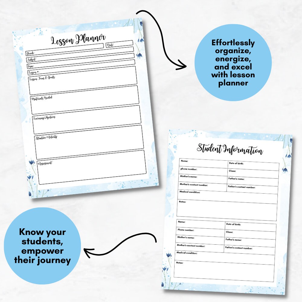 Teacher's Blue Printable School Year Planner - Etsy