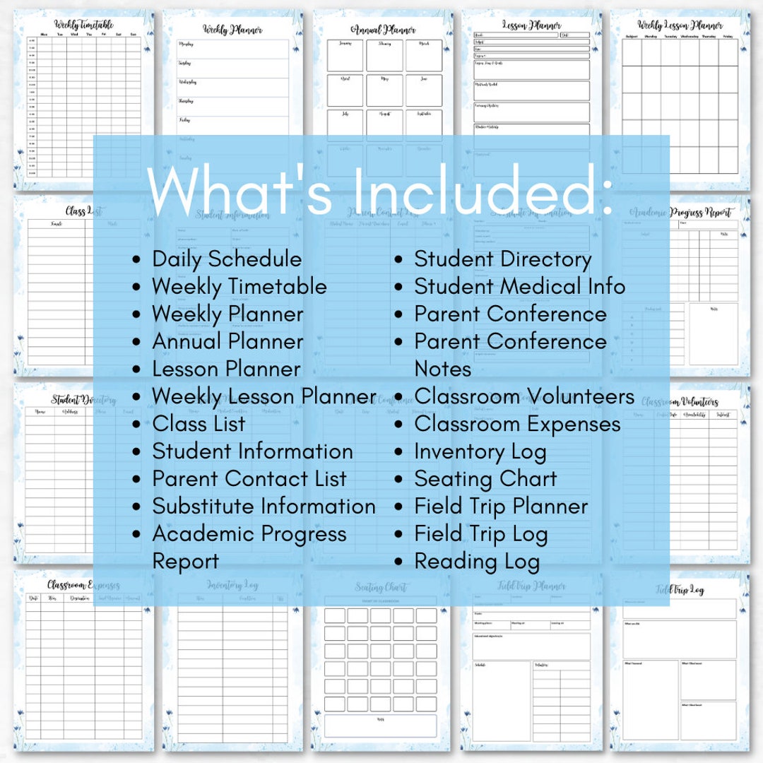 Teacher's Blue Printable School Year Planner - Etsy