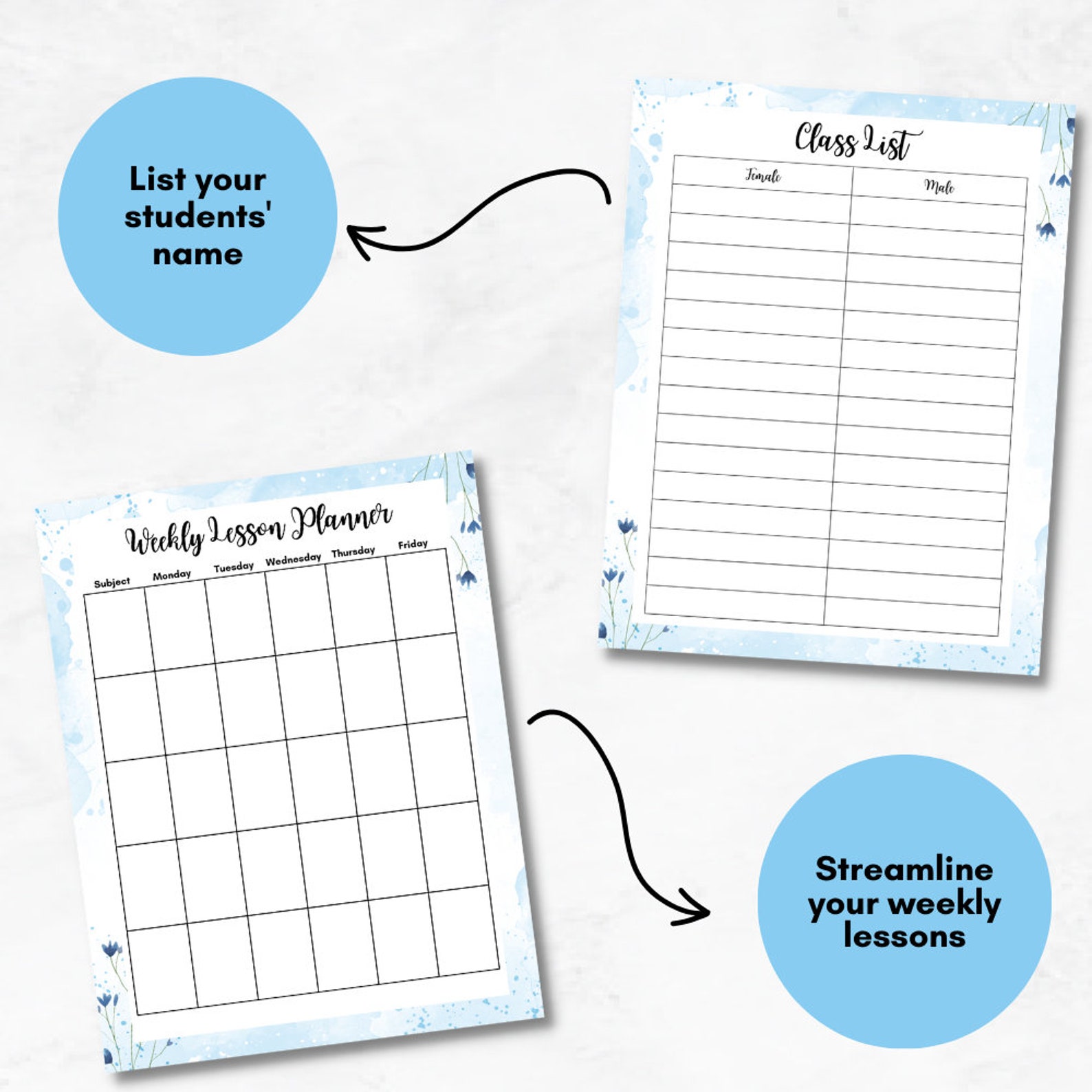 Teacher's Blue Printable School Year Planner - Etsy