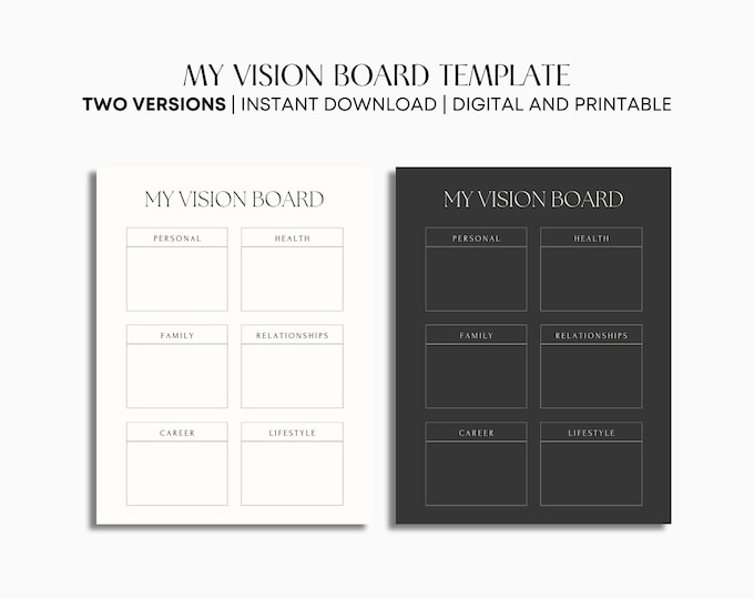 My Vision Board Template, Simple and Customizable Vision Board ...