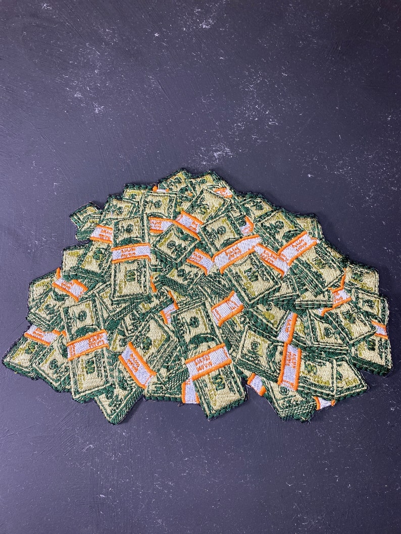 Pile of Money Realistic Stacks of Cash Iron-on Patch Money Bands Patch ...