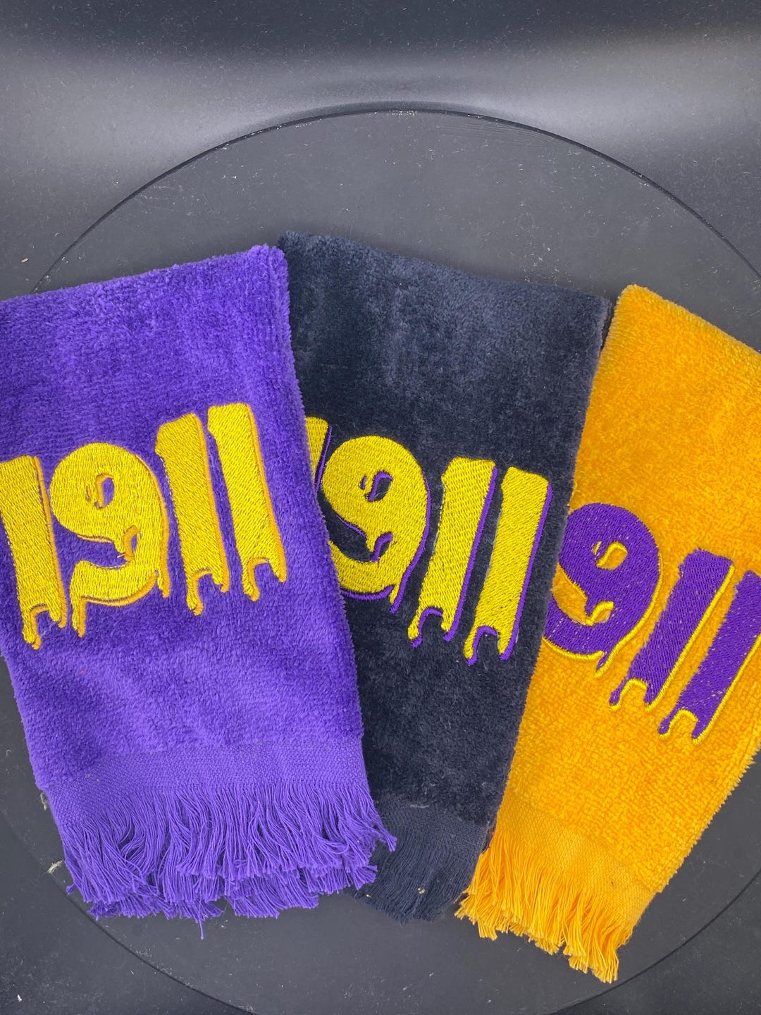 Omega Psi Phi Leisure Luxe Towel: 1911 Drip Embroidery, Purple and Gold ...