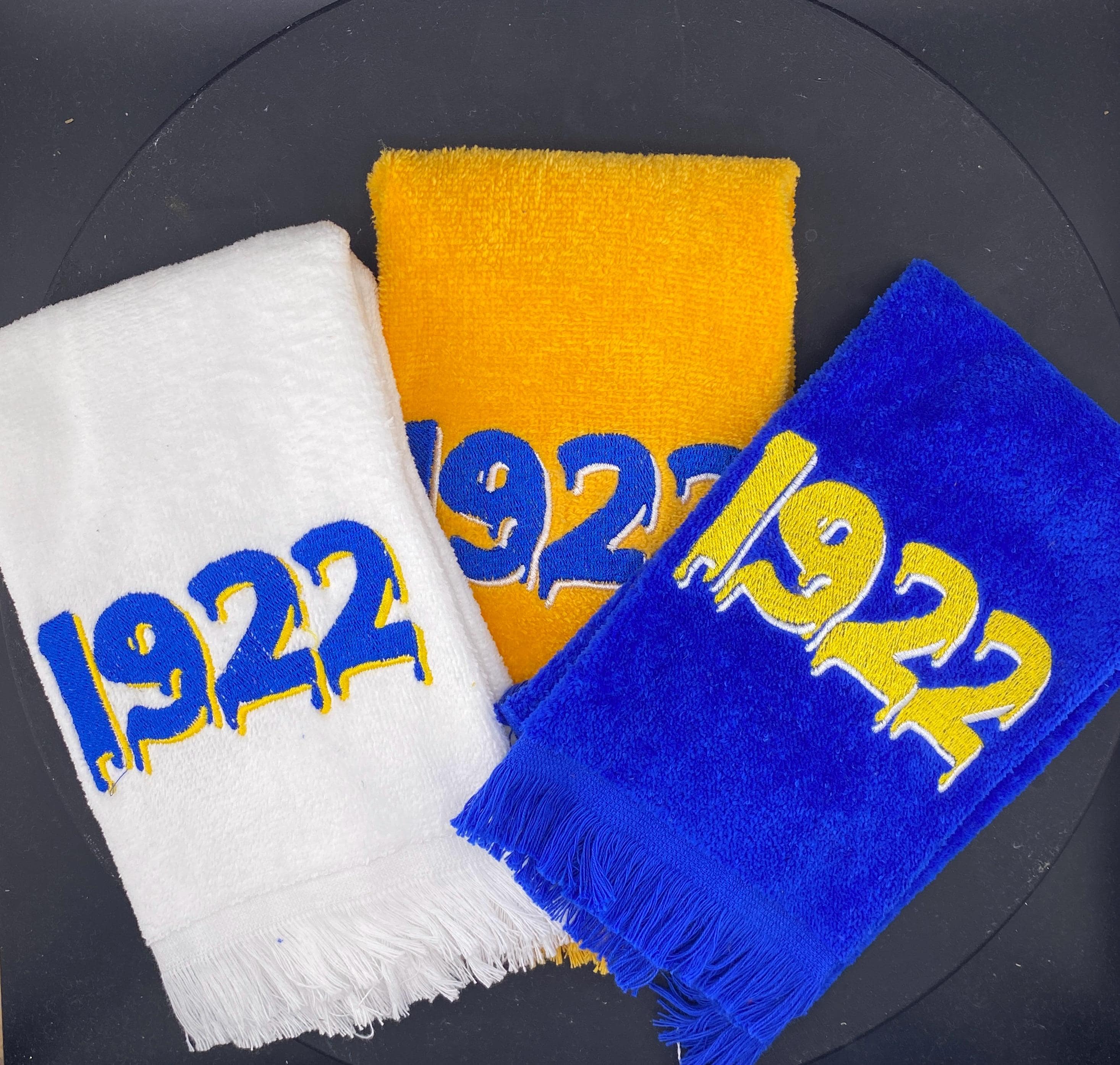 Sigma Gamma RHO Dripping 1922 Stroll Towel, Rhoyal Blue, Gold, White ...
