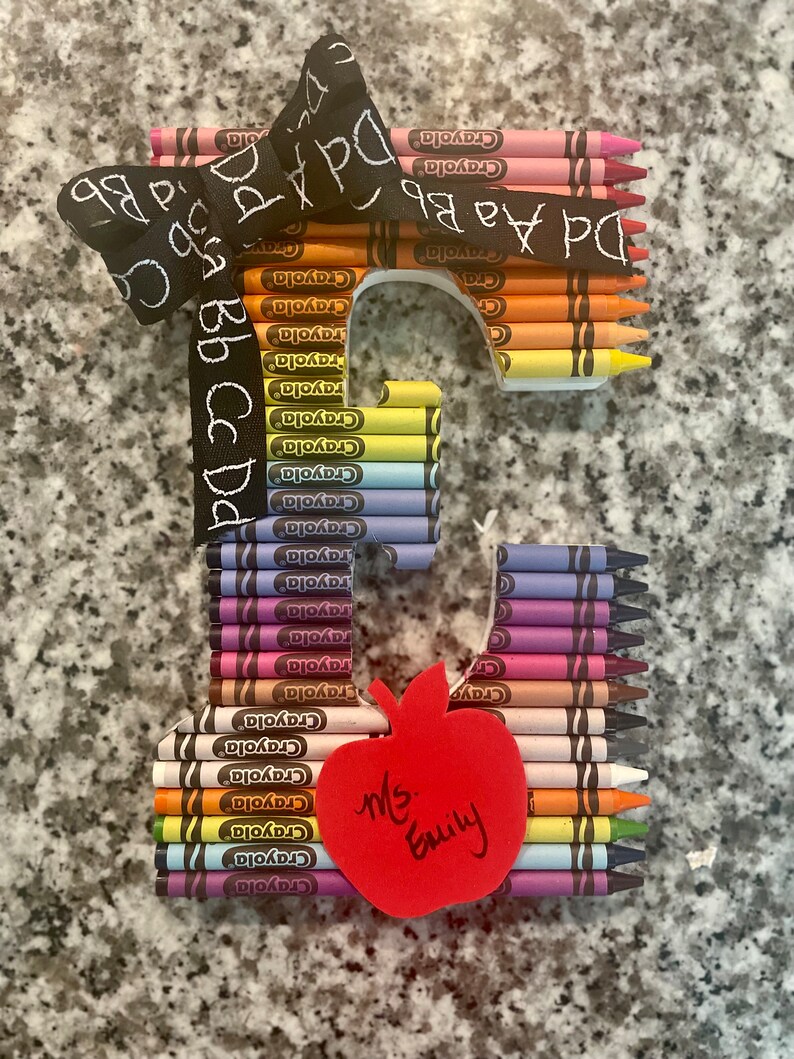 Teacher | Kids | Gift | Custom Crayon Monogram Letter on Wood - Etsy