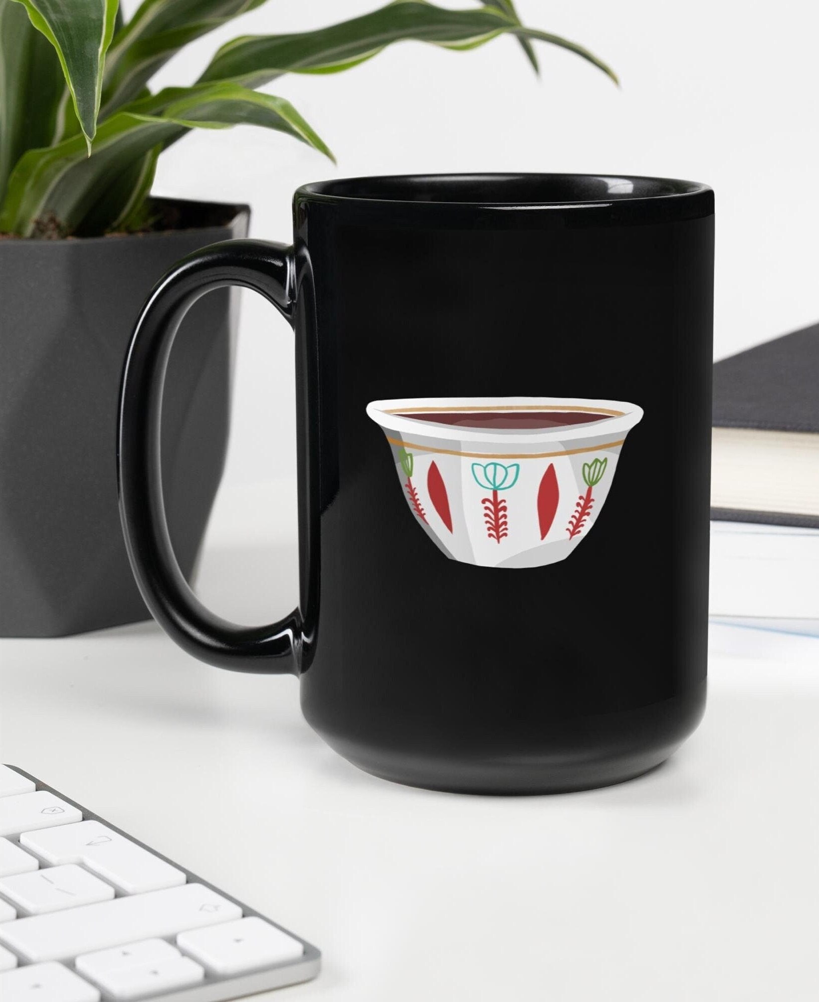 Lebanese Coffee Cup Print on Black Glossy Mug Lebanon Gift Lebanese ...