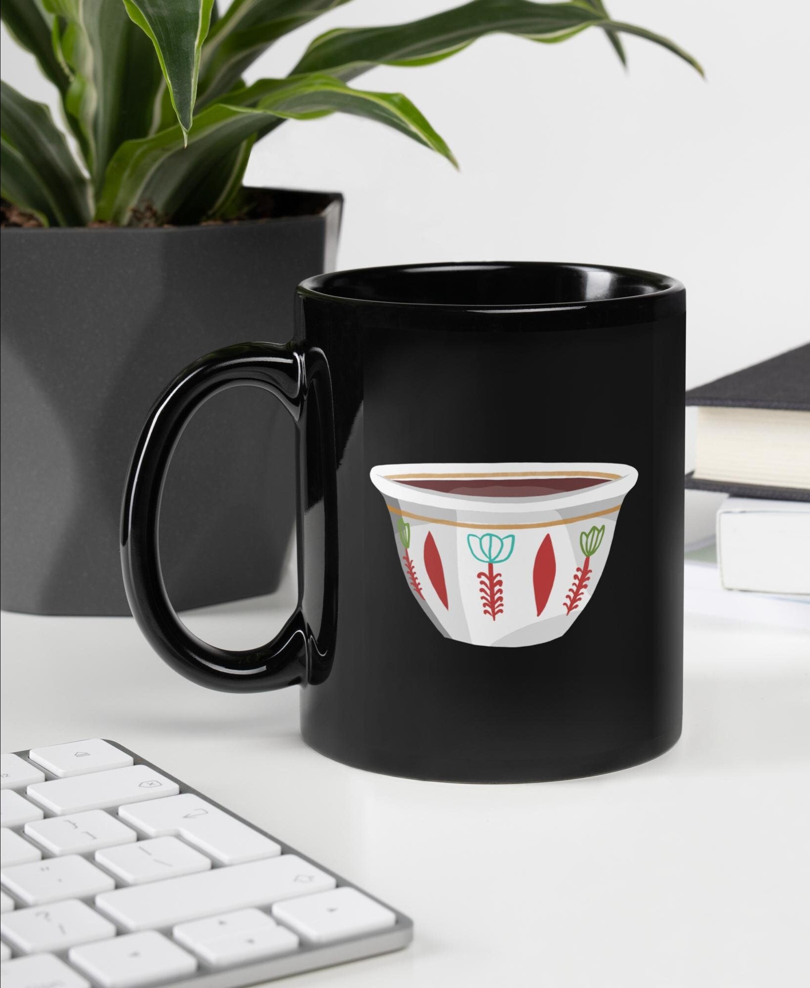Lebanese Coffee Cup Print on Black Glossy Mug Lebanon Gift Lebanese ...
