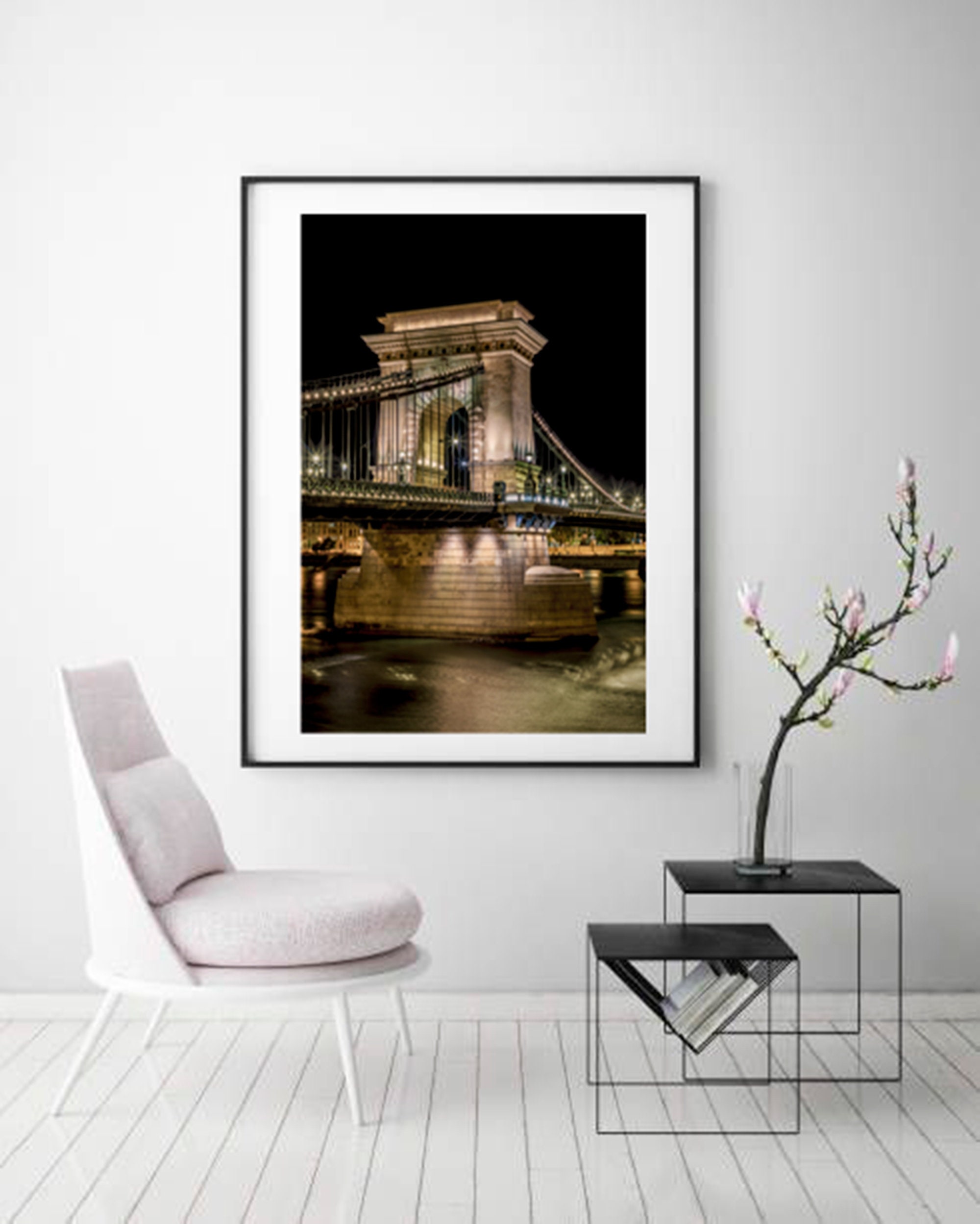 The Majestic Chain Bridge at Night Illuminated / Printable Wall Art ...