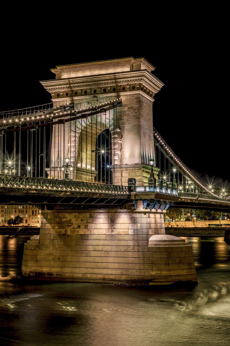 The Majestic Chain Bridge at Night Illuminated / Printable Wall Art ...