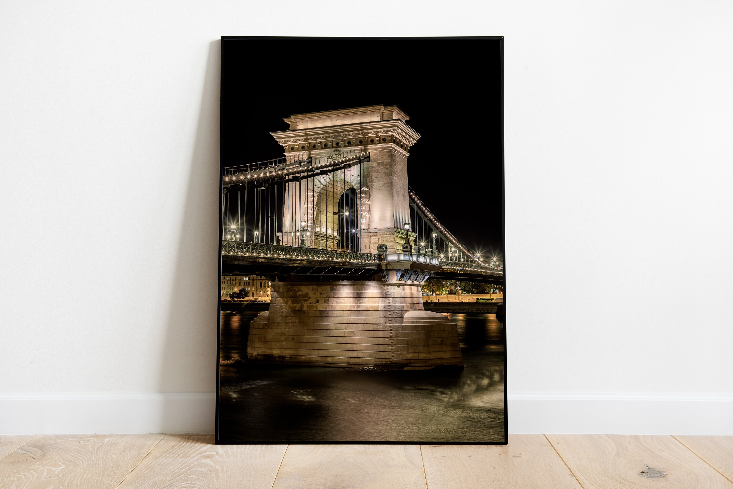 The Majestic Chain Bridge at Night Illuminated / Printable Wall Art ...