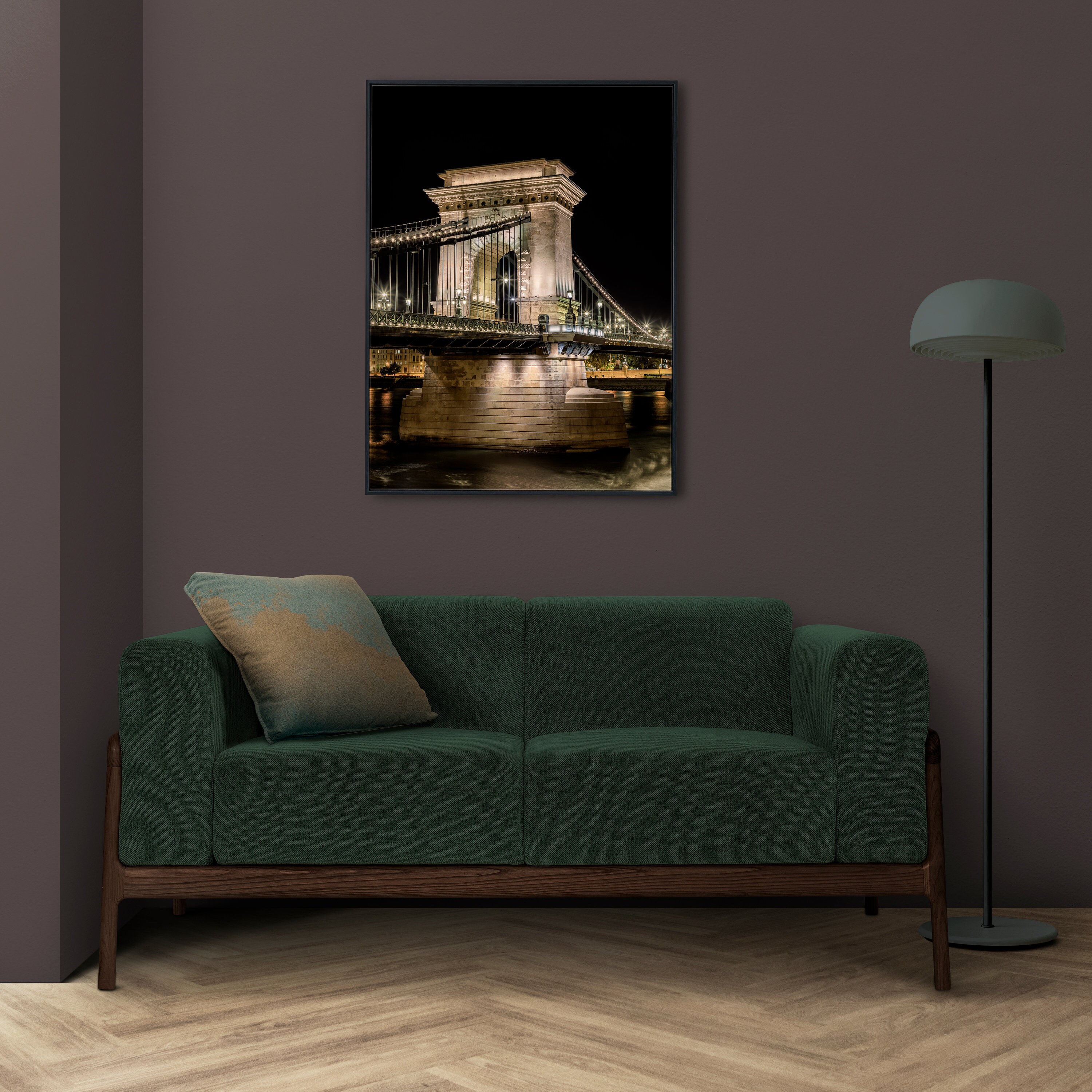 The Majestic Chain Bridge at Night Illuminated / Printable Wall Art ...
