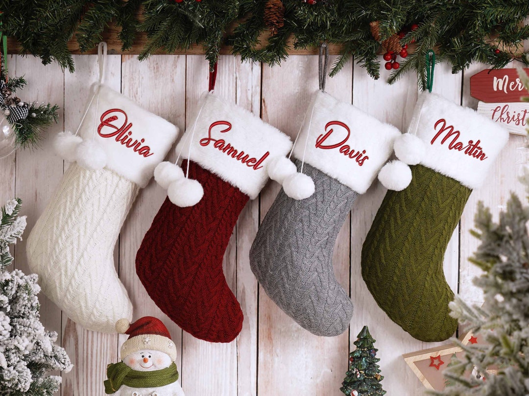 Bas de Noël brodé avec nom 2023 bas de Noël en tricot torsadé - Etsy France