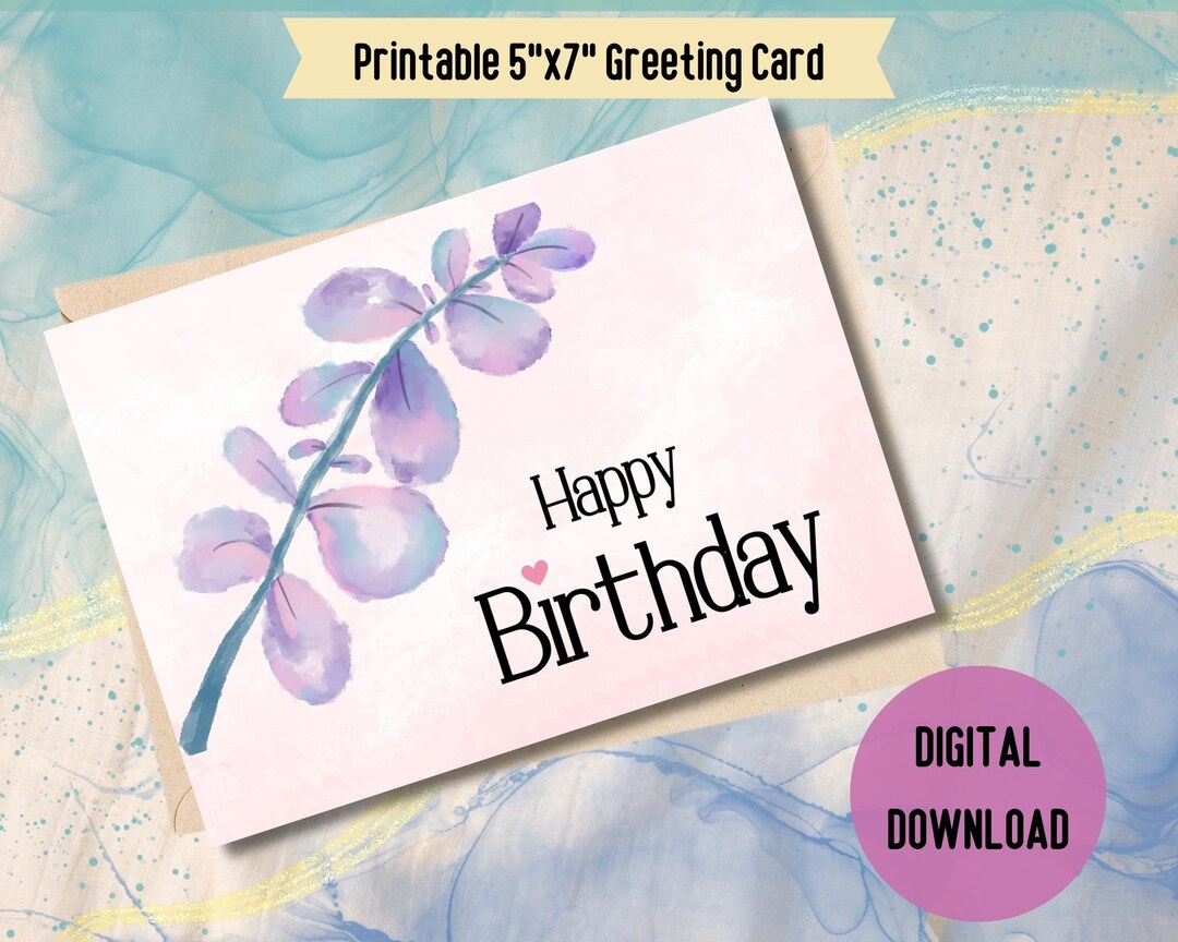 Digital Printable Birthday Greeting Card, Instant Download, Celebration ...