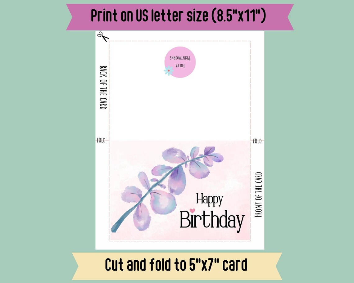 Digital Printable Birthday Greeting Card, Instant Download, Celebration ...