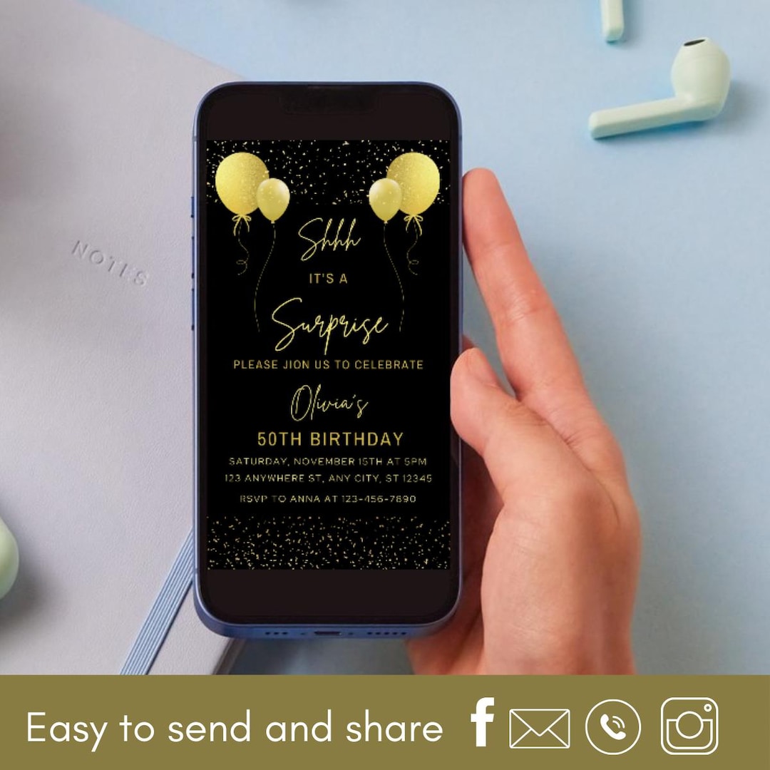 Editable Surprise Birthday Party Evite Template, Surprise Party ...