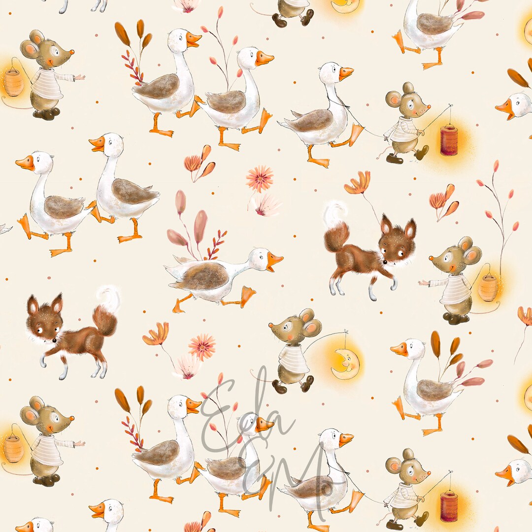 Digital Design, Geese, Seamless Pattern for Fabric Fabric Design Dusty ...