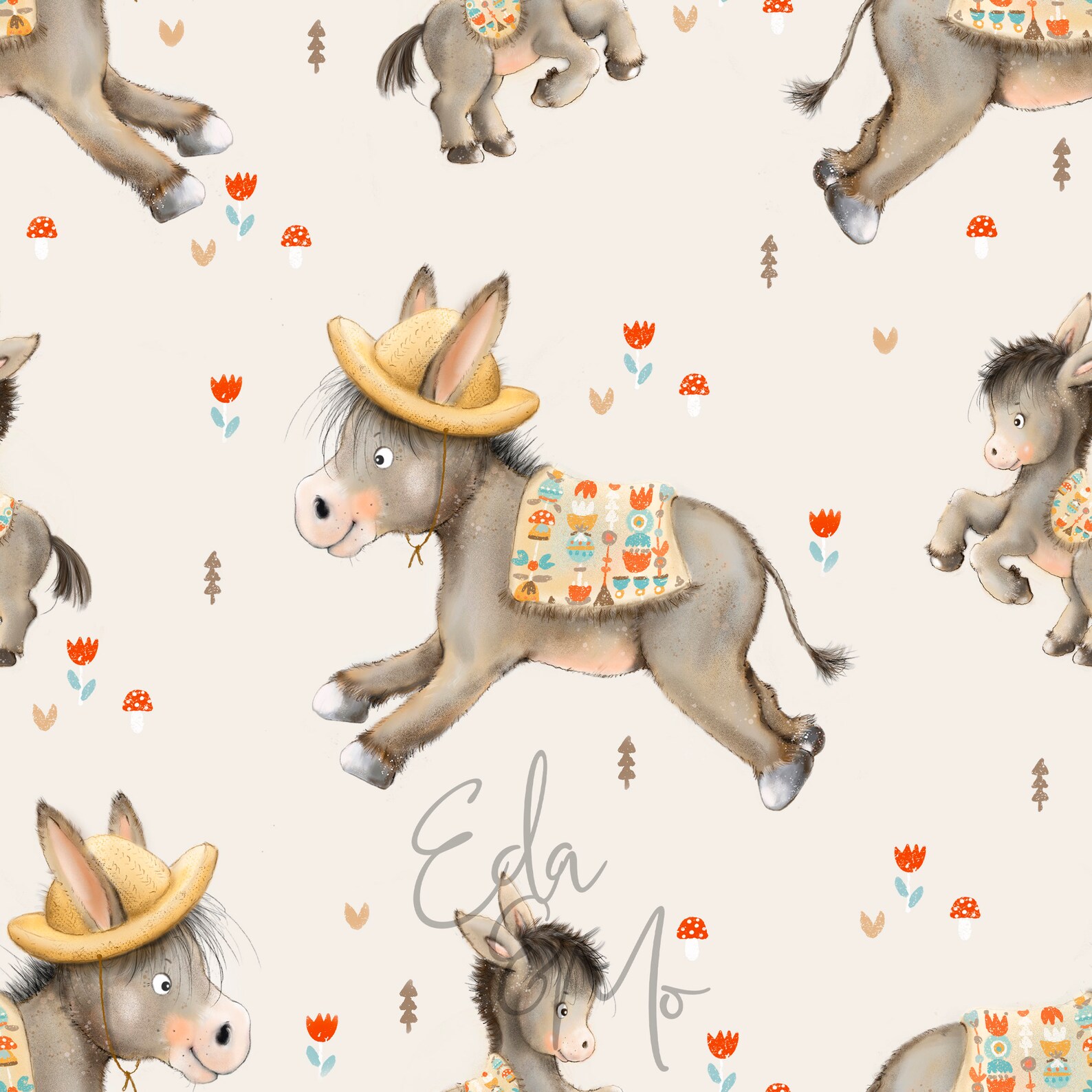 Digital Design, Donkeys, Seamless Patterns for Fabrics, Fabric Design ...