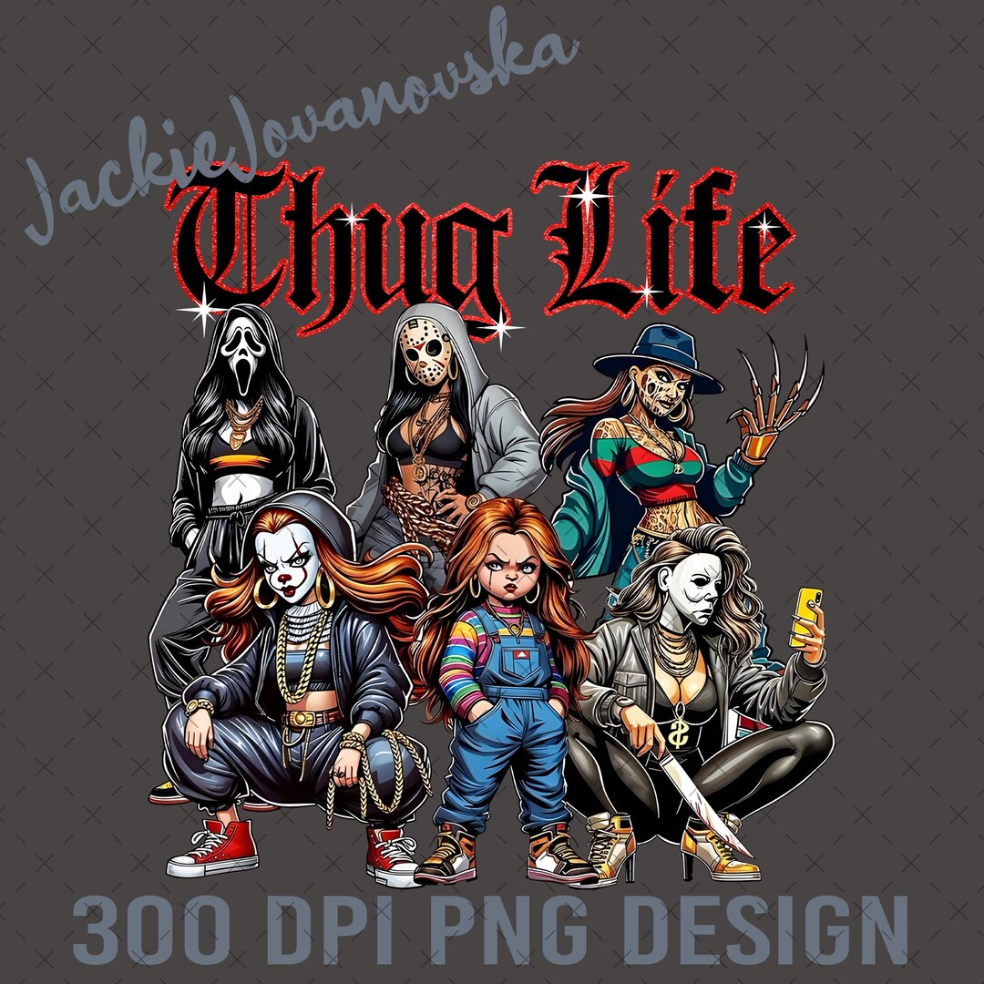 Thug Life Horror Girl Halloween Png, Scream Squad Horror Characters Png ...