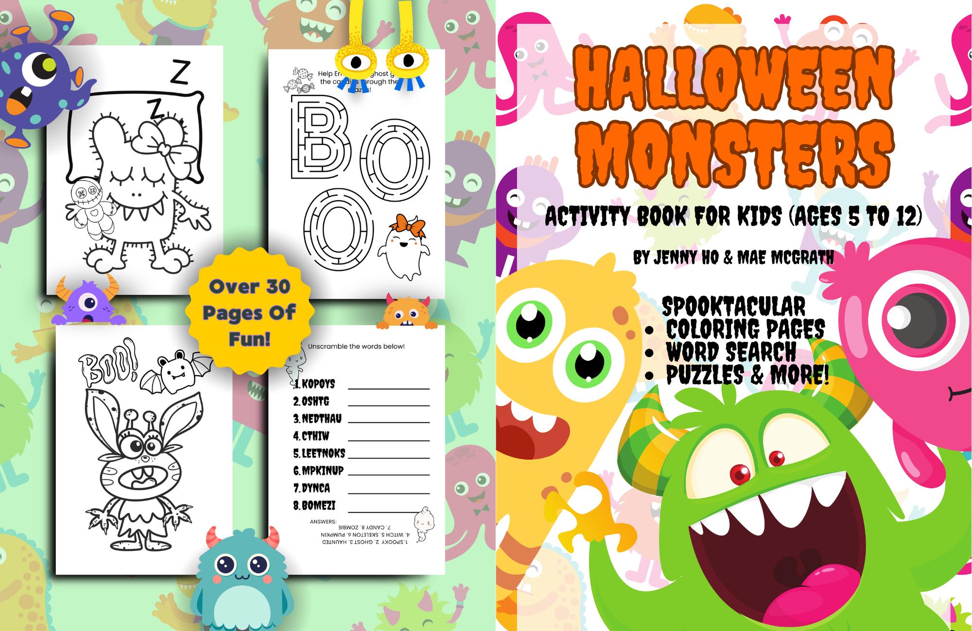 Simple Instant Printable Halloween Monster Coloring & Activity Pages ...