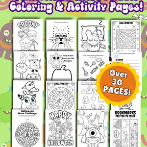 Simple Instant Printable Halloween Monster Coloring & Activity Pages ...