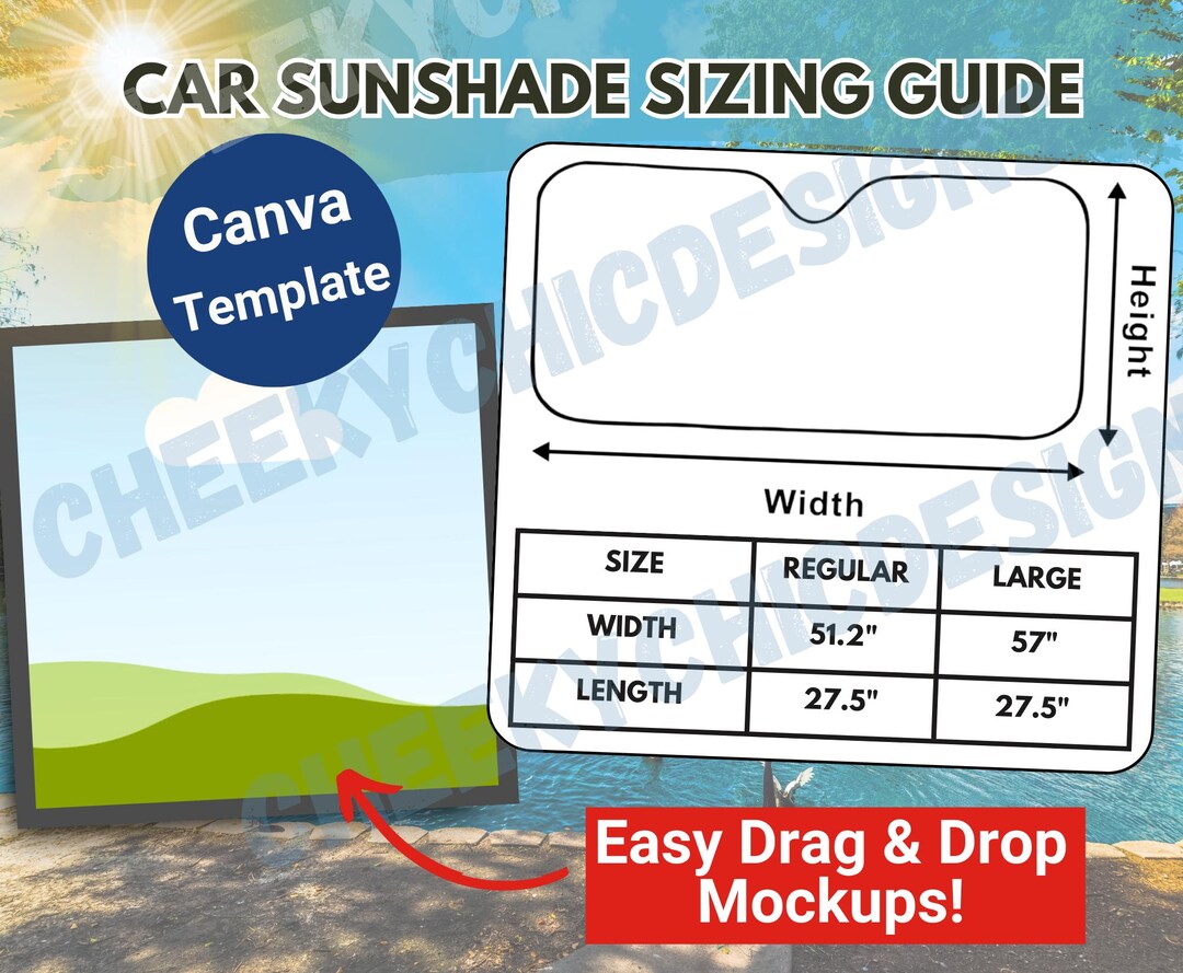 Car Sunshade Sizing Guide Canva Template Easy to Use, Drag & Drop, PLUS ...