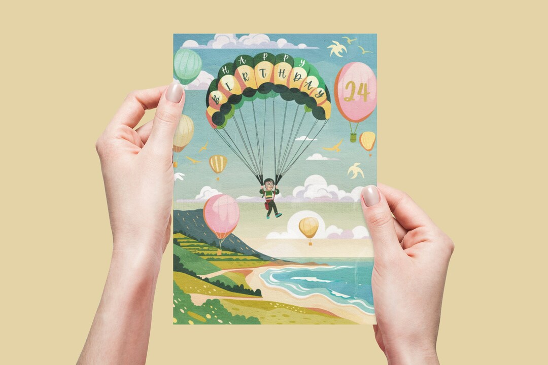 Customizable Birthday Card, Parachute Card, Birthday Present, Gift ...