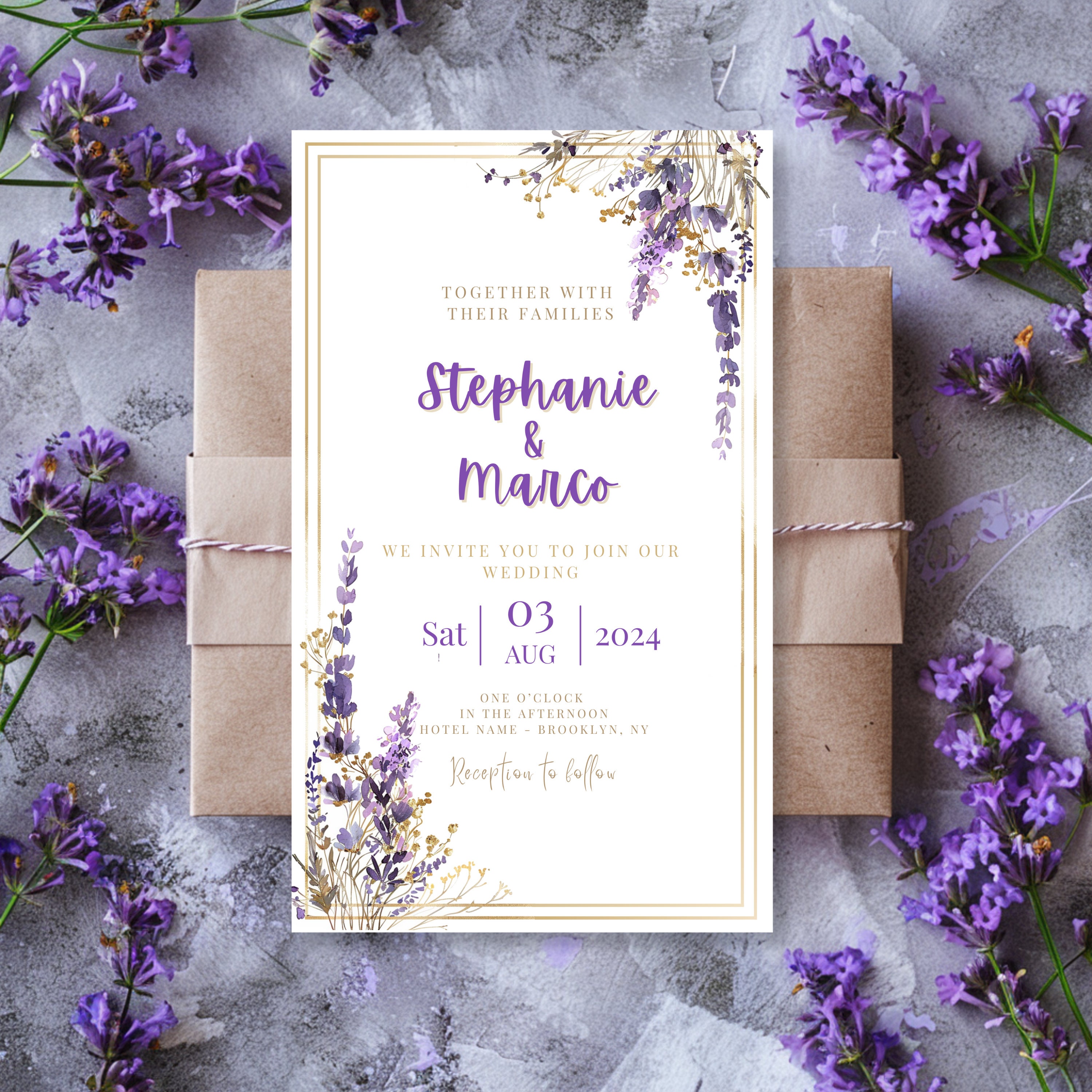 Lavender Luxe Invitation, Printable, Editable, Wedding Invitation ...