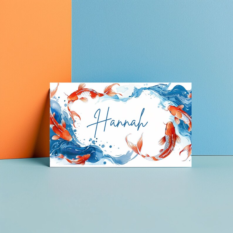 Koi Whispers Name Place Card, Event Table Card, Printable, Downloadable ...