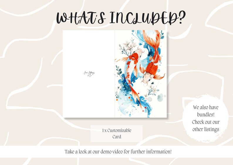 Koi Fish Love Card, Printable Design, Digital, Birthday Card, Husband ...