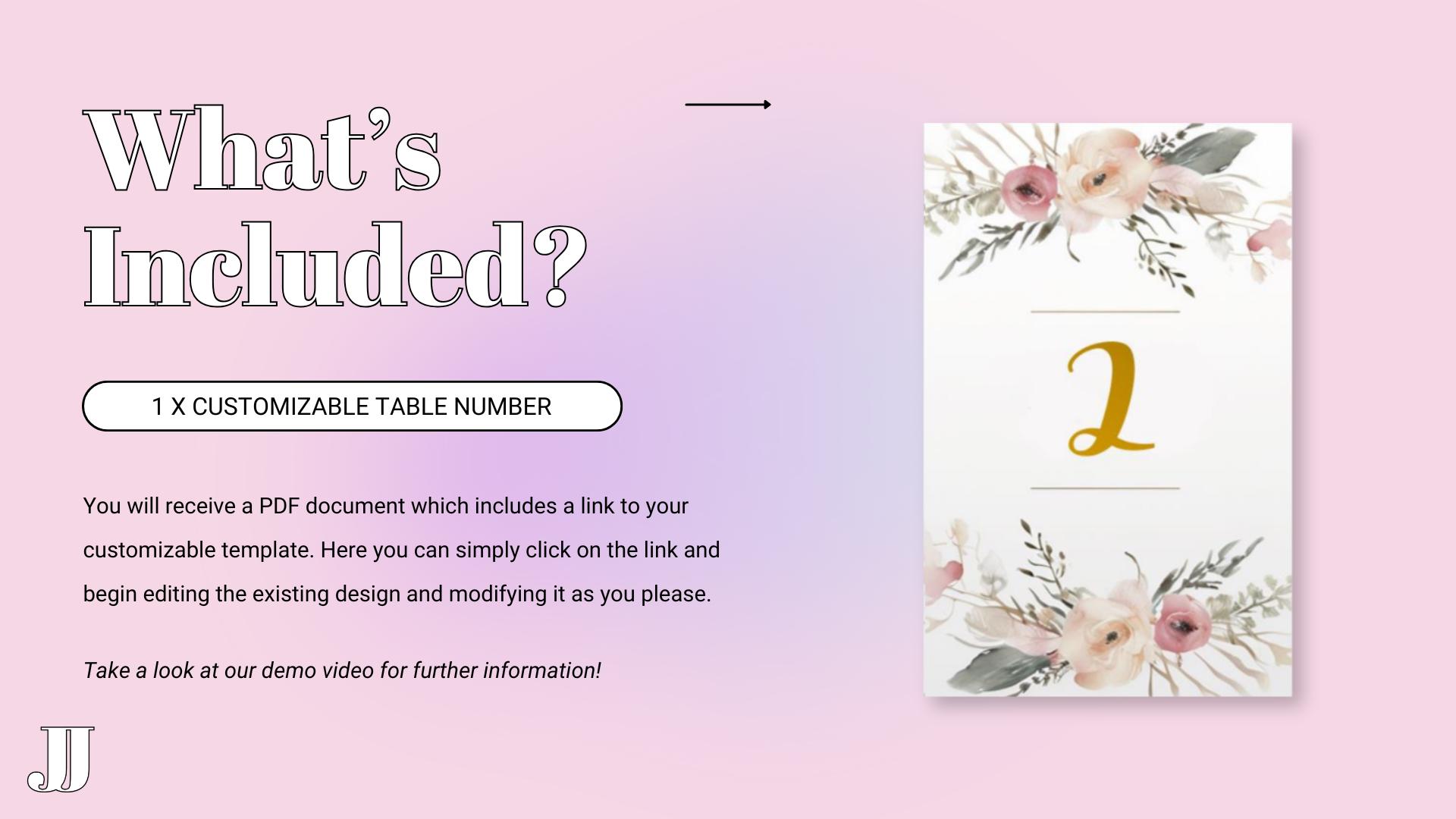 Boho Floral Table Numbers Printable, Blush Rose Wedding Table Number ...