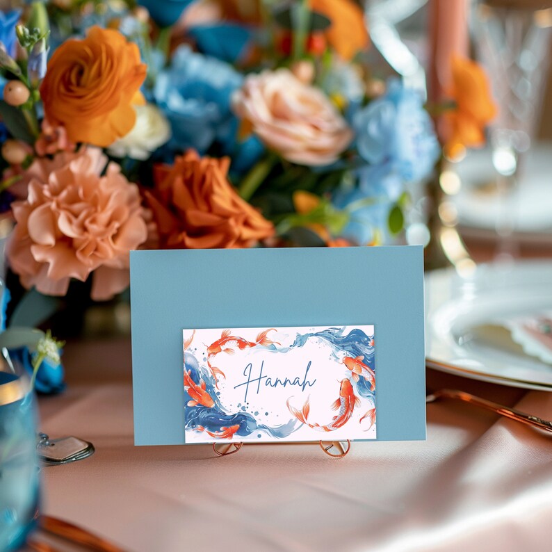 Koi Whispers Name Place Card, Event Table Card, Printable, Downloadable ...