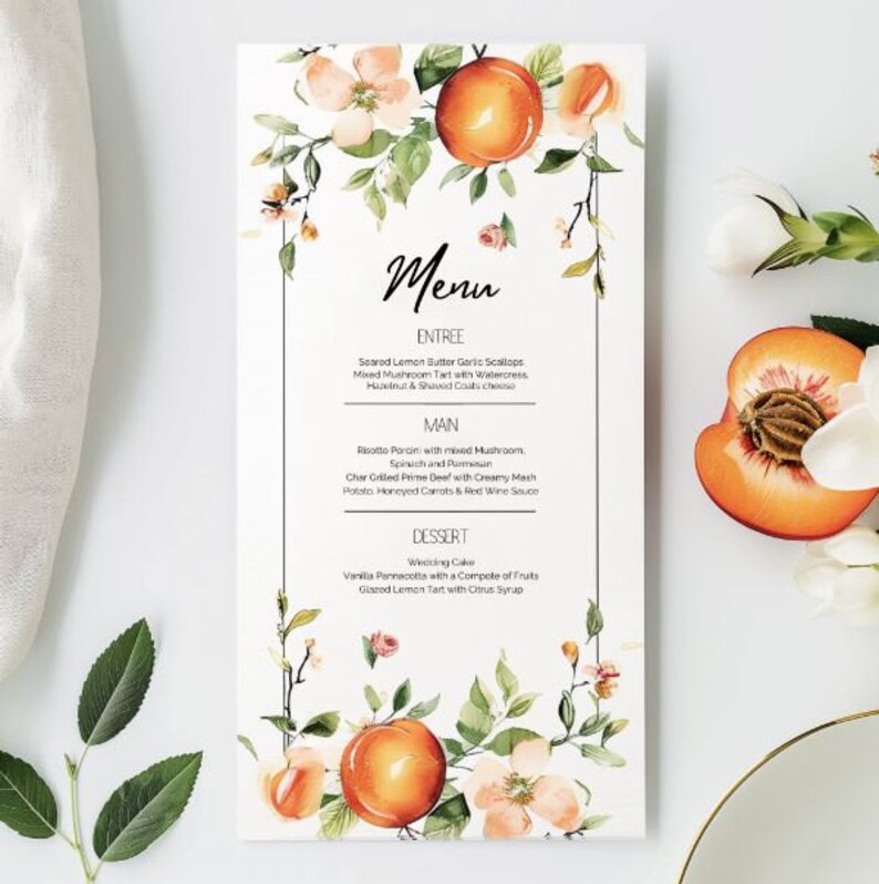 Peaches & Cream Event Card Bundle, Wedding Bundle, Printable ...