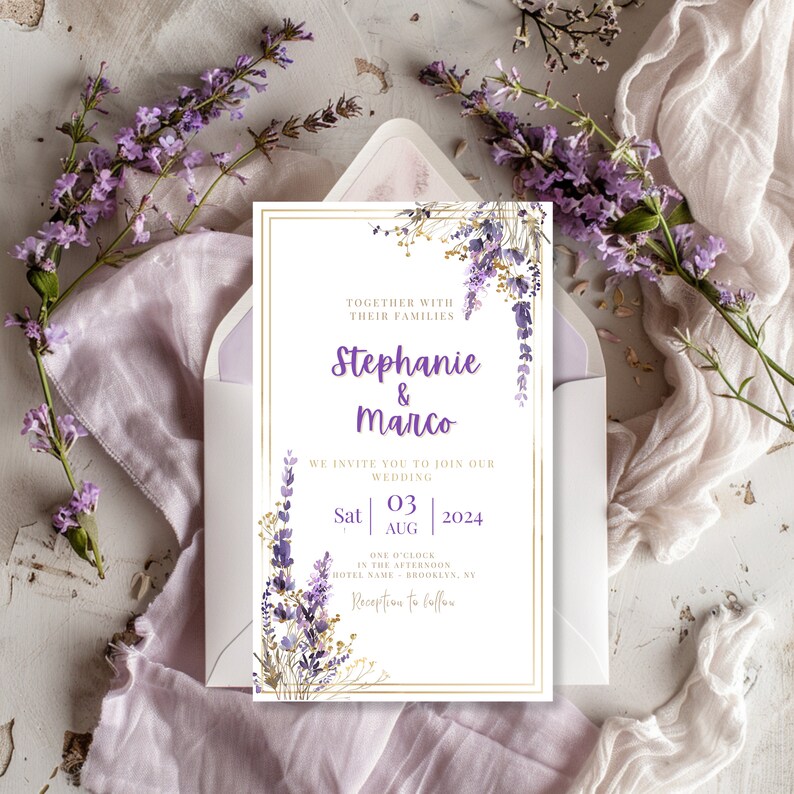 Lavender Luxe Invitation, Printable, Editable, Wedding Invitation ...