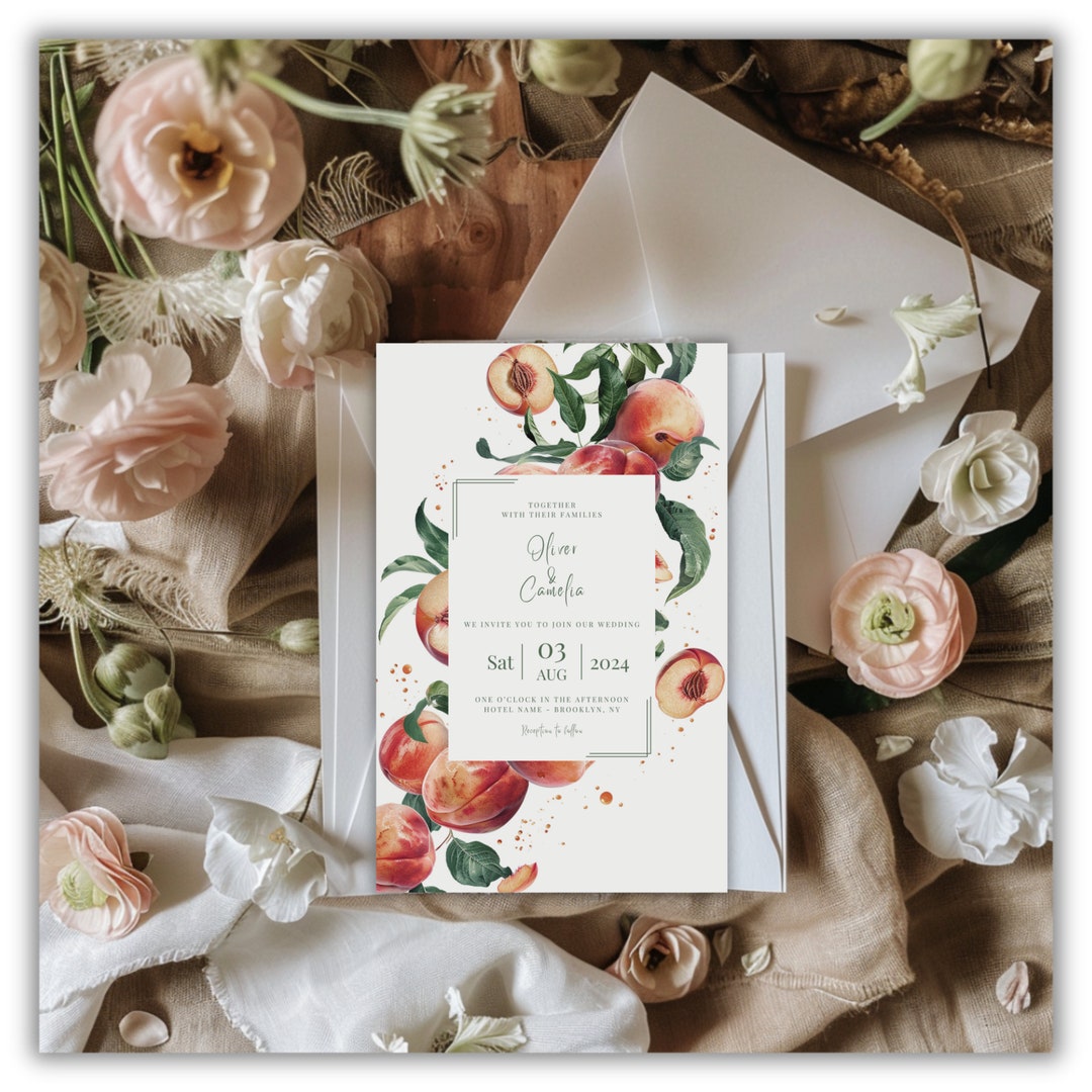 Peaches & Cream Invitation Template, Editable Customizable, Wedding ...
