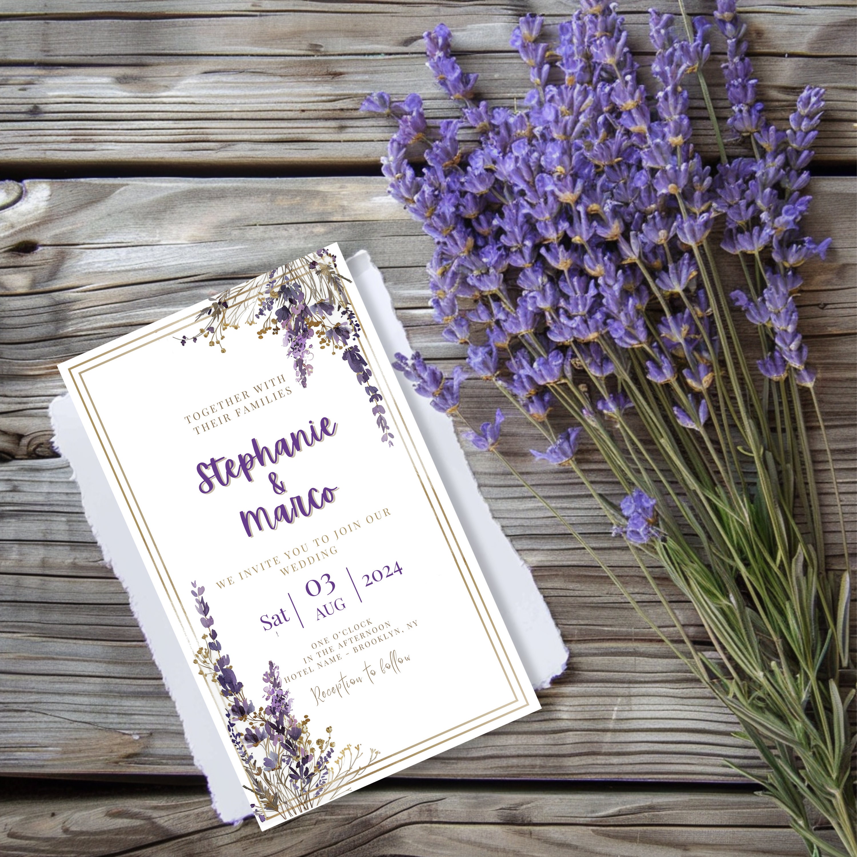 Lavender Luxe Invitation, Printable, Editable, Wedding Invitation ...