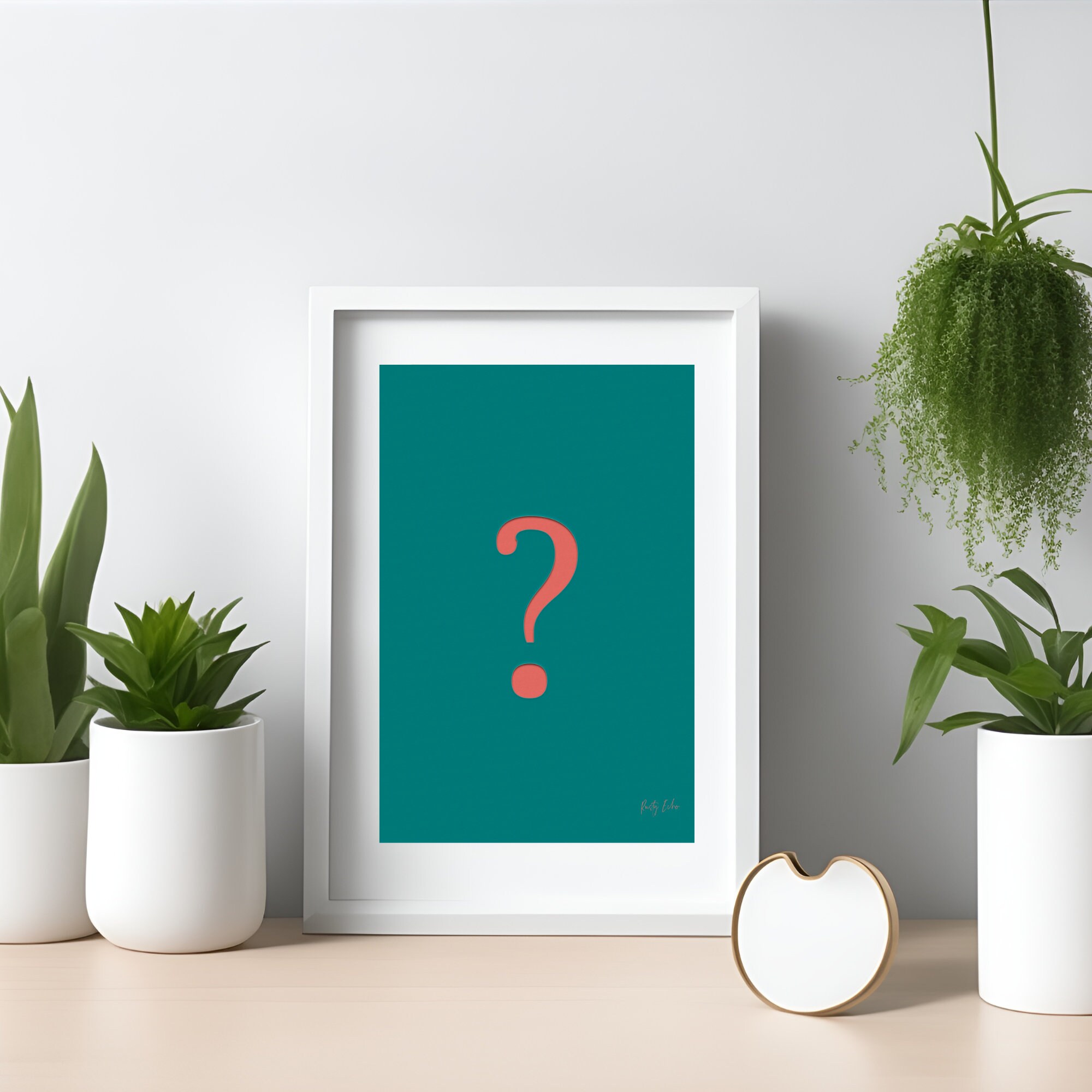 Symbol Artwork Question Mark Typography Print Downloadable Minimalist ...