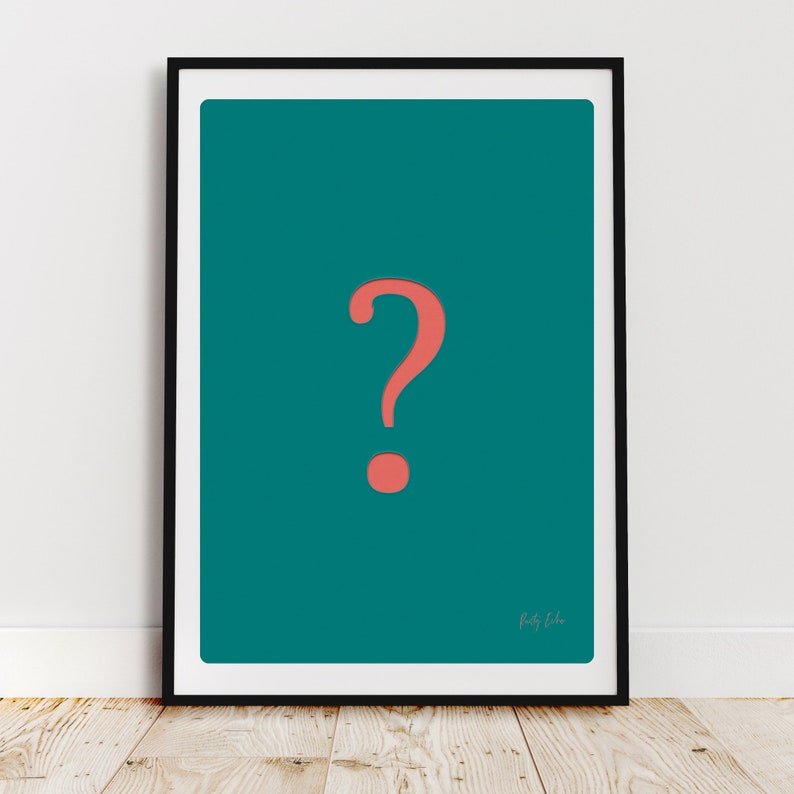 Symbol Artwork Question Mark Typography Print Downloadable Minimalist ...