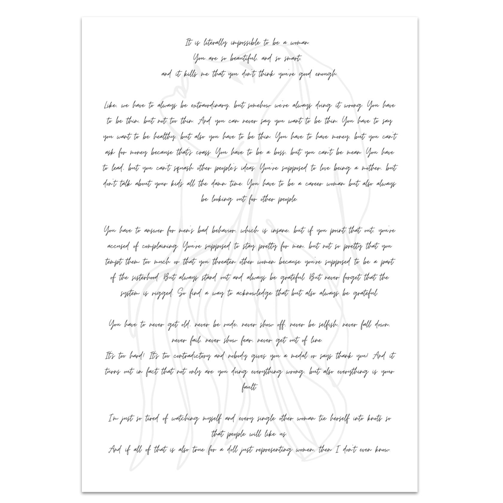 Barbie Monologue A4 Print Barbie Monologue A4 Quote Barbie - Etsy