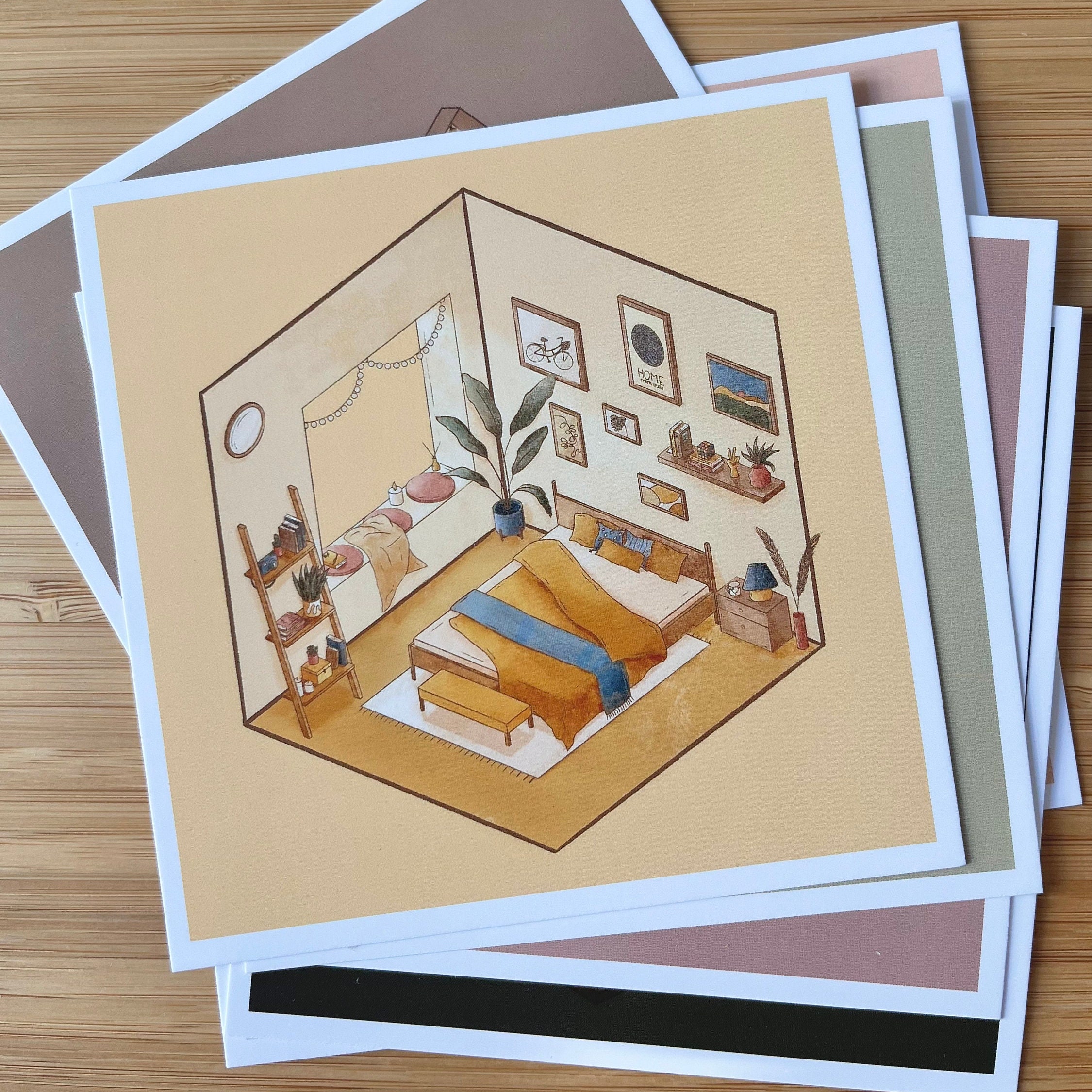 Isometric Room | Digital Art Prints | 12x12cm | Cozy Art - Etsy