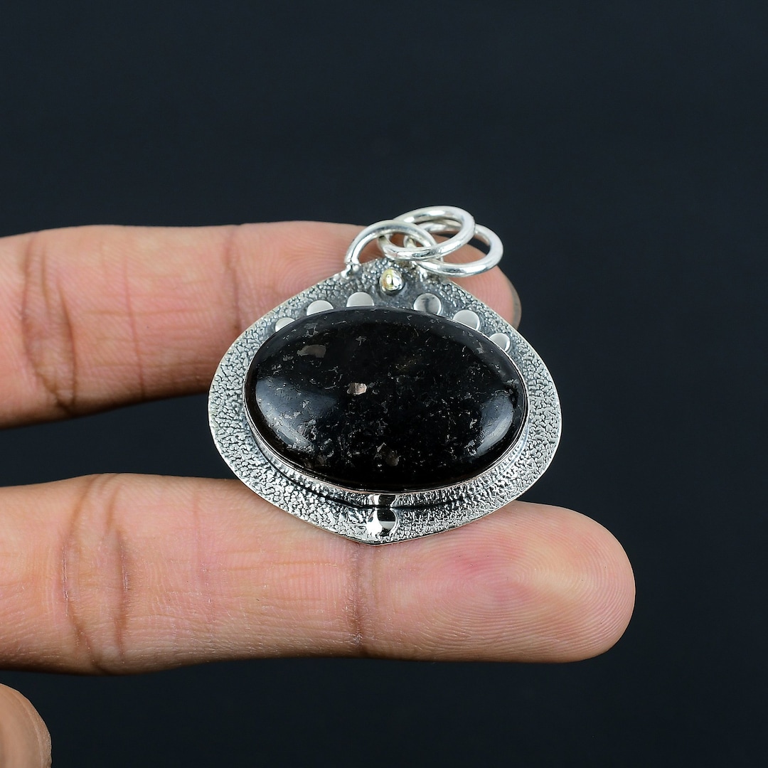 Handmade Nuummite Pendant: 925 Sterling Silver Gemstone Jewelry - Etsy